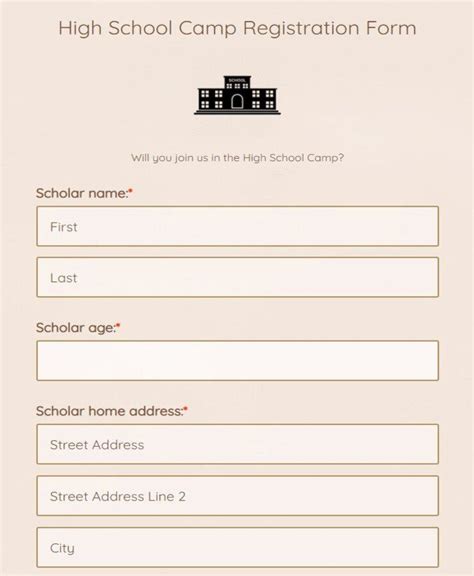 High School Course Registration Form Template