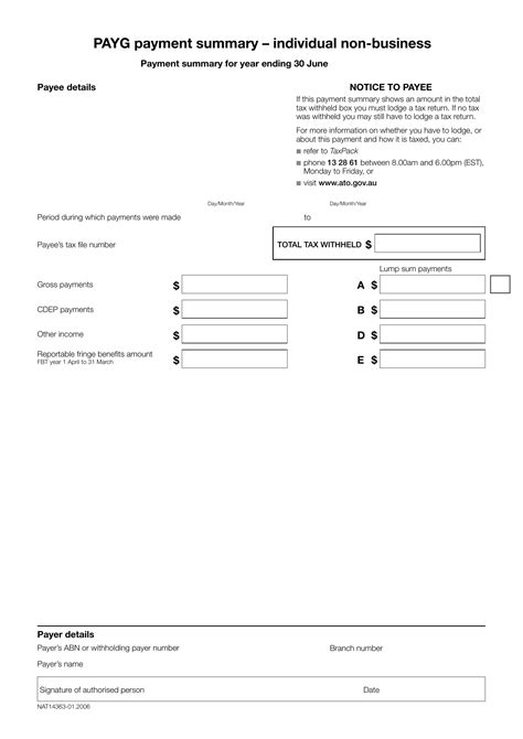 Payg Payment Summary Form Template